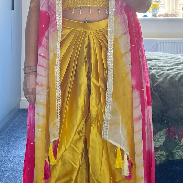 Lilac Traditional Tissue Maggam Work Half Saree | Teens Adults Langa ...