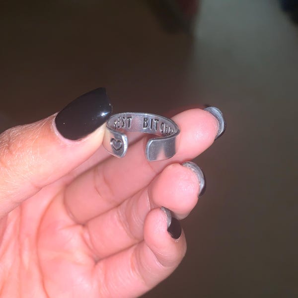 Twin Flame Rings, Adjustable Metal Stamped Ring Pair, Best Friend Rings ...