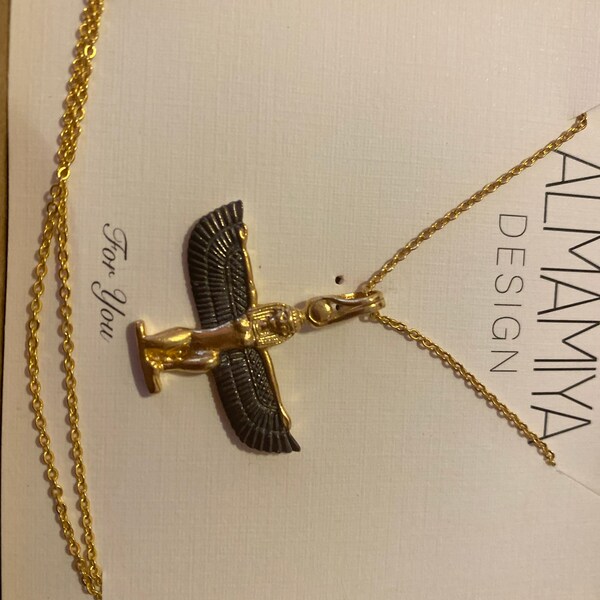 Goddess Isis Necklace, Hathor Charm, Egyptian Isis With Outstretched ...