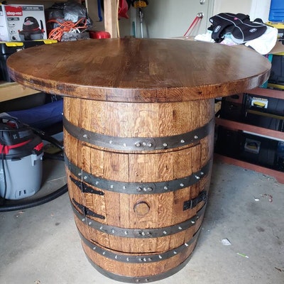 Standard Whiskey Barrel Pub Table, Counter Height Solid Wood Top ...