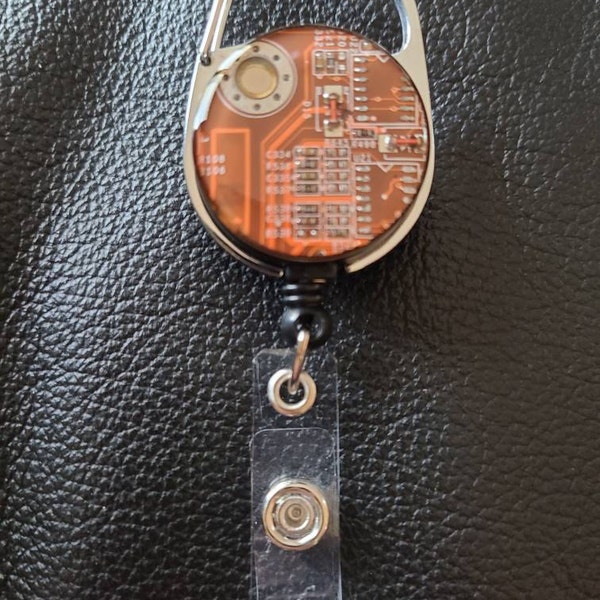 Recycled Circuit Board Retractable Badge Holder, Geeky Badge Reel ...
