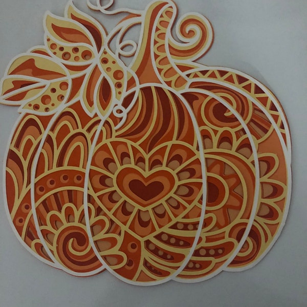 Magic Pumpkin Heart Decor 3D Mandala SVG Files, Svg Papercut for ...