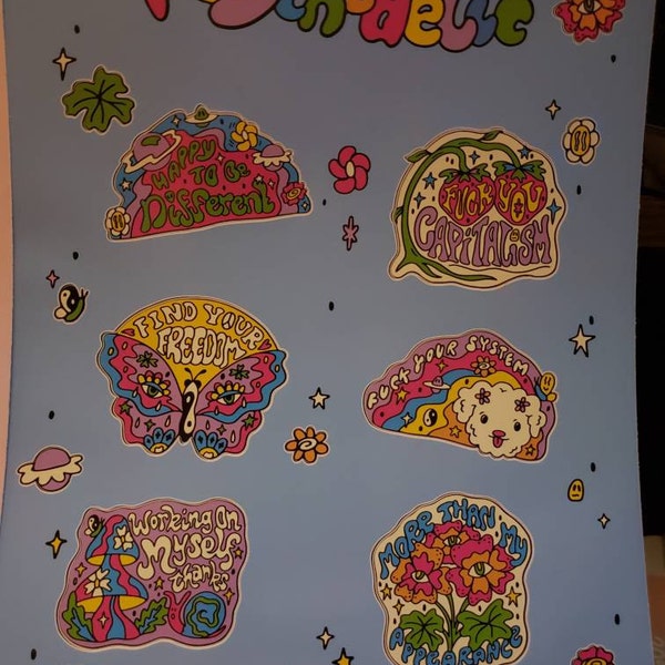 Psychedelic Vinyl Sticker Sheet // Colourful Planner Stickers ...
