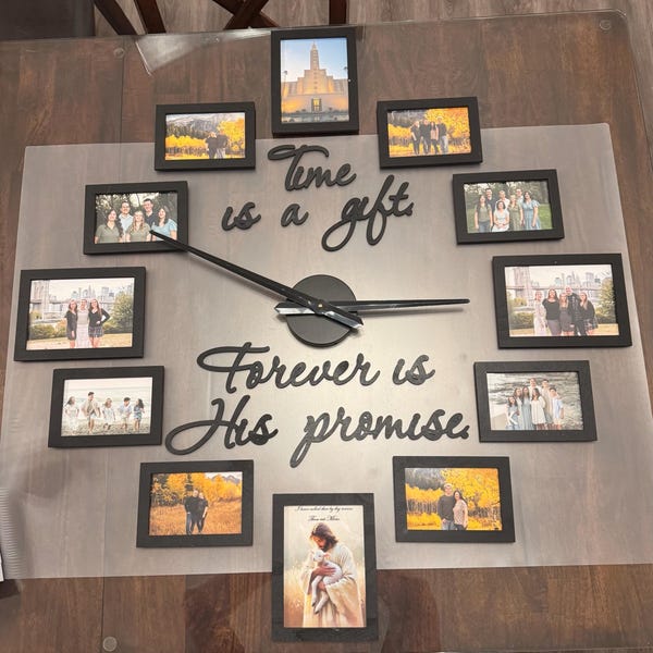 Psalm 34:1 Christian Wall Clock With Photoframes, Bible Verse Decor ...