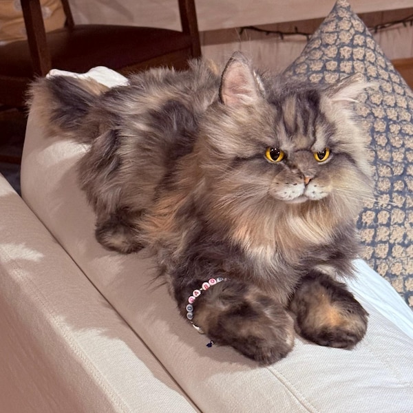 Handmade Tabby Cat Plush: Realistic Longhair Companion Gift,cat Lover ...