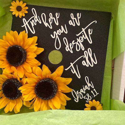 Graduation Cap Topper Decoration With Flowers Nevertheless - Etsy
