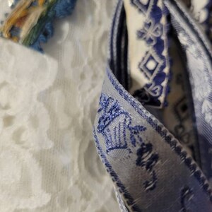 Antique Rare Vintage Watered Silk Floral Ikat Wide 8 3/4 Width Over 1 ...