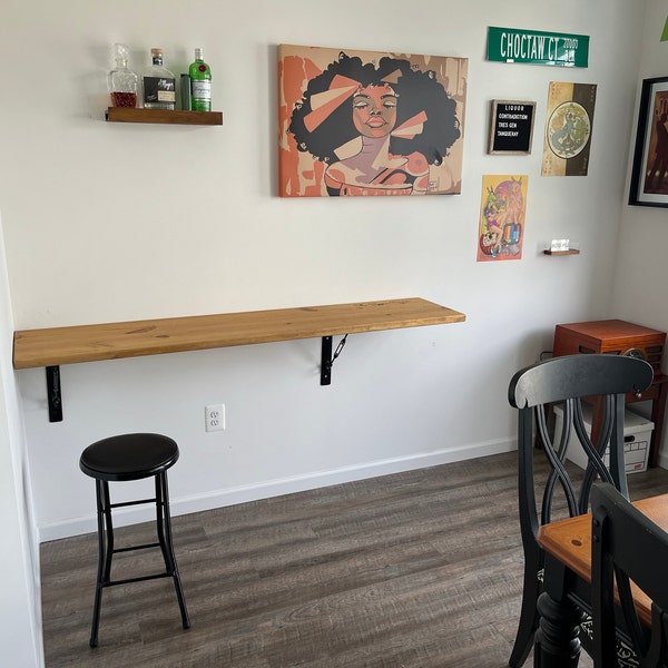 Wall Mounted Bar Table: Reclaimed Wood With Industrial Brackets - Etsy