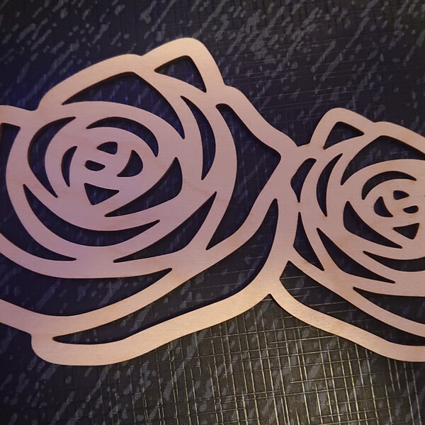 Wood Rose Craft Shape, Unfinished Wooden Craft Supplies, Laser Cut ...