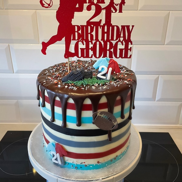 Rugby Cake Topper, Birthday Cake Topper, Personalised Cake Topper, Any ...