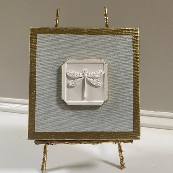 Botanical Intaglio Art on 5X7 or 6X6 Canvas, Plaster Medallions of ...