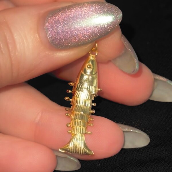 925 Sterling Silver Moveable Gold Fish Necklace, Sea Lover Necklace ...