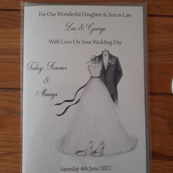 Wedding Card With Matching Envelope - Handmade and Personalised - A5 ...