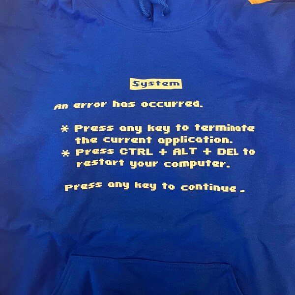 Error Screen Hoodie | Blue Cyber Y2k Vaporwave Glitch Weirdcore Webcore ...