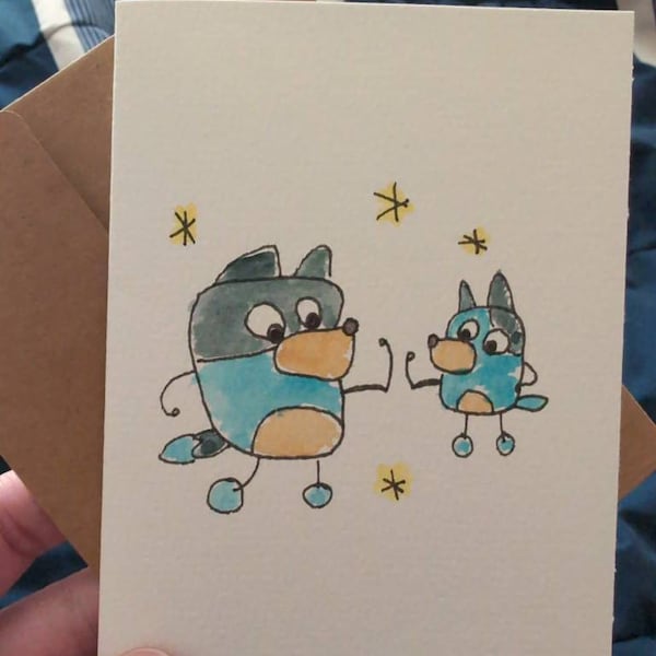 Watercolor BLUEY FAMILY Portrait Bluey Painting - Etsy