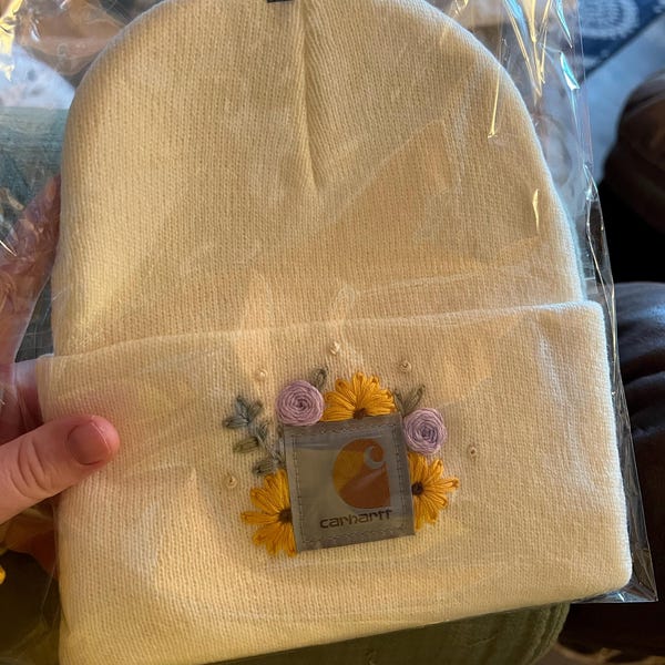 DIY Floral Beanie Embroidery Pattern Instant Download 3 Sizes Printable ...