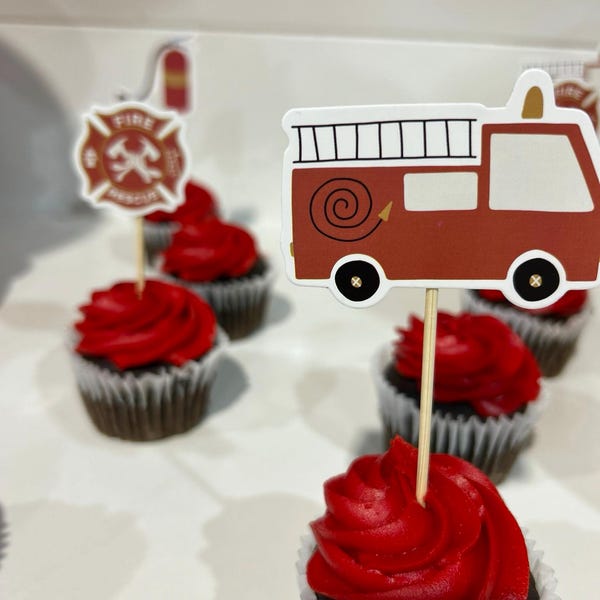 Fire Truck Toppers (8 Count) - Etsy