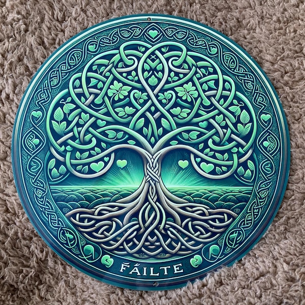 Fáilte Irish Welcome Sign – Celtic Tree of Life Metal Garden Wall Art ...