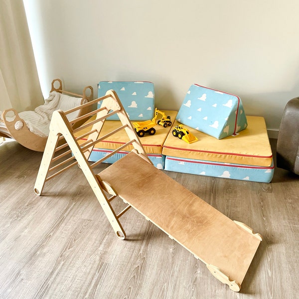 Set of 3 Items: Foldable Triangle + Arch + Ramp With Slide, Climbing ...