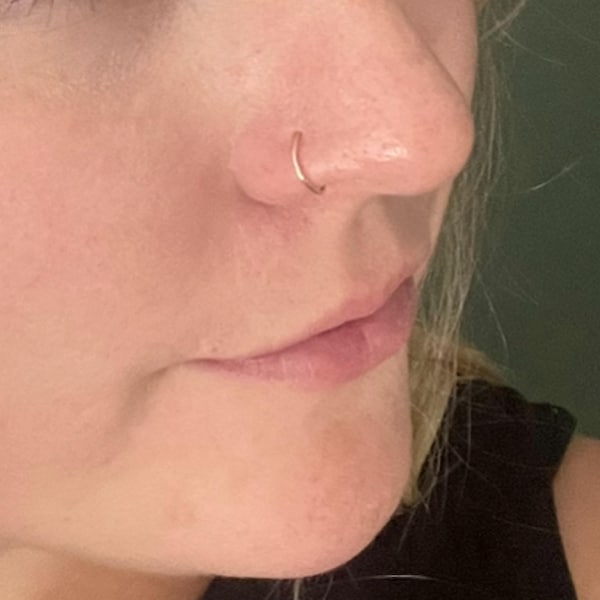 14k Solid Gold Nose Hoop, 6mm, 7mm, 8mm, 9mm 20g Hoop Snug Nose Ring ...