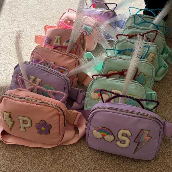 Personalised Kids Preppy Patch Bag Custom Belt Bag Children's Handbag ...