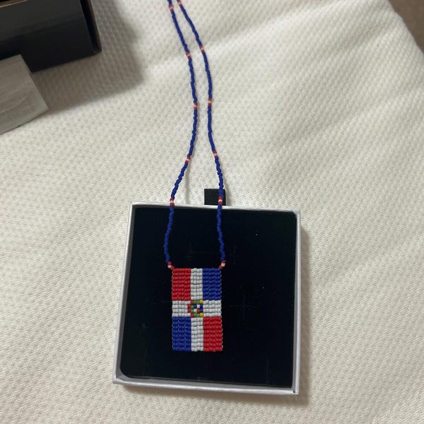 Double Strand Puerto Rican Flag Necklace, Puerto Rican Flag, Seed Bead ...
