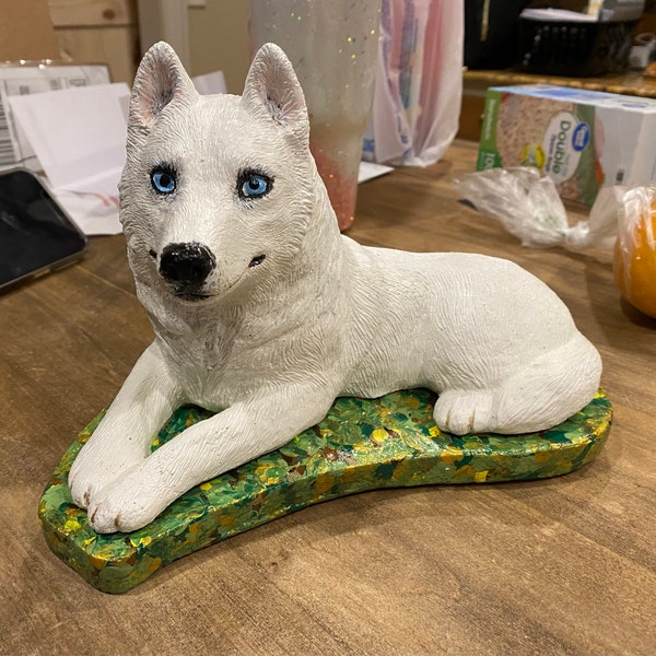 Siberian Husky Concrete Statue Grave Marker Garden Decor Husky Memorial ...