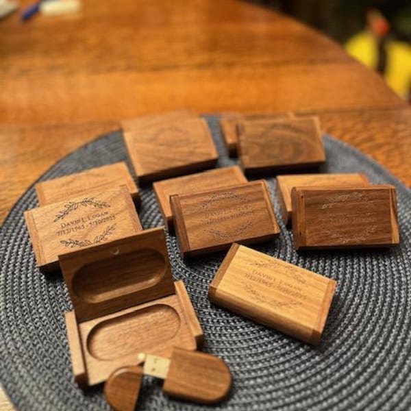 Custom Wooden Keepsake USB Flash Drive Box | Custom Wedding USB Stick ...