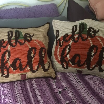 Fall Crochet Pillow Pattern, Crochet Pillow Cover, Crochet Pumpkin ...