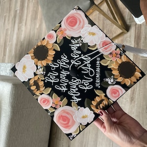 Customizable Floral Grad Cap Decoration Self-adhesive Sunflower Florals ...