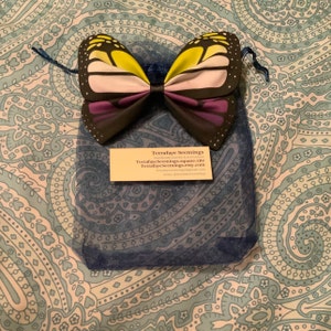 Nonbinary Pride Monarch Butterfly Hairbow Pretied Bowtie Fabric Insect Barrette, Enby Pride Hair ...