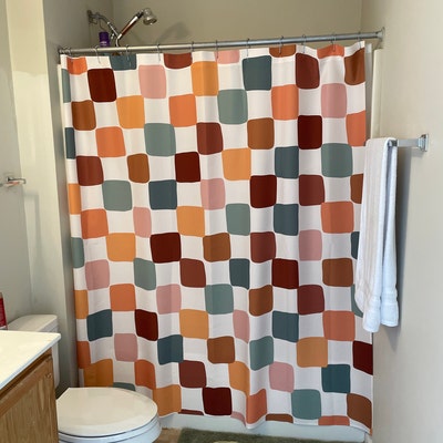 Rust Shower Curtain Boho Boho Shower Curtain Minimalist - Etsy