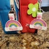 Bag Tag, Personalized Name, Rainbow School Backpack Tag, Key Fob, Key ...