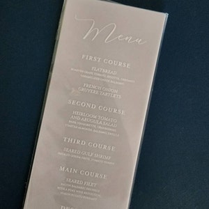 Printed Vellum Wedding Menu Cards Printed Colored Ink Vellum Menus ...