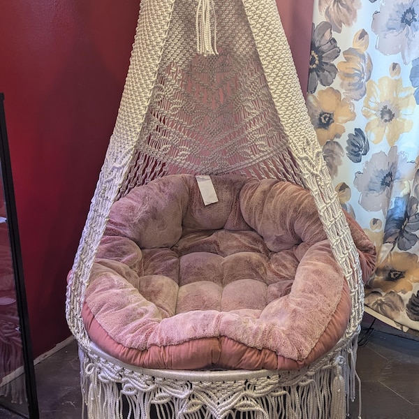 Macrame Brown Garden Swing,macrame Double Swing,hanging Swing,balcony ...