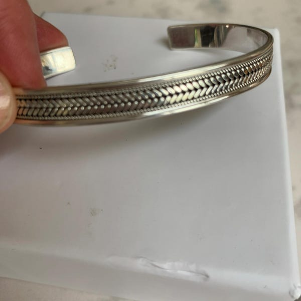 Handmade Men's Silver Bracelet, 925 Sterling Silver Adjustable Bracelet ...