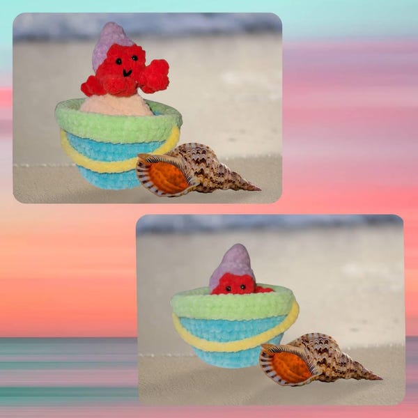 Beach Bucket Buddies Crochet Pattern – Popping Hermit Crab, Amigurumi ...
