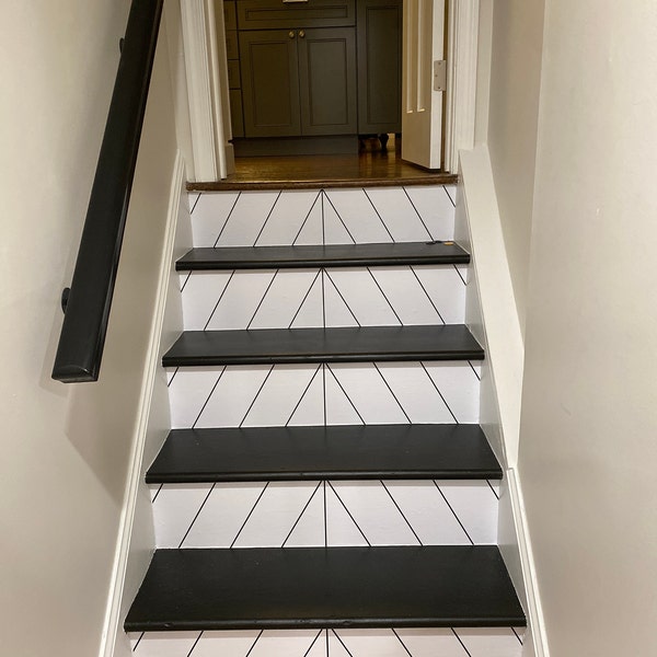 Chevron Stair Riser Decals Vinyl Strips Minimalist Scandinavian Modern ...