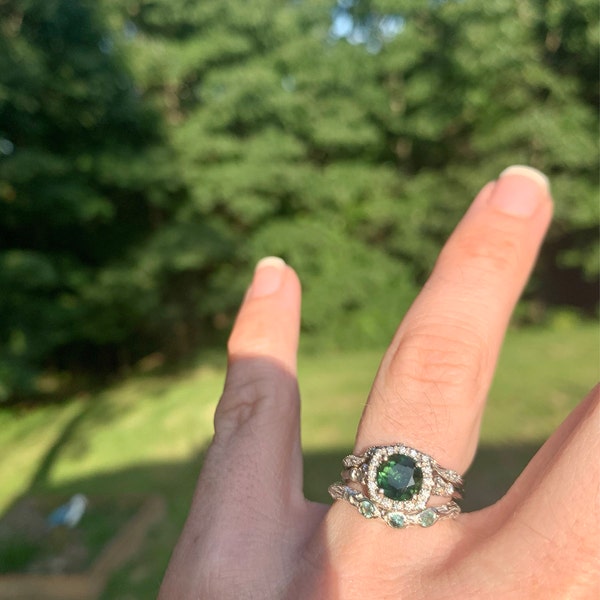 Pine Twig Ring With Montana Sapphires in Sterling Silver or 14k Gold ...