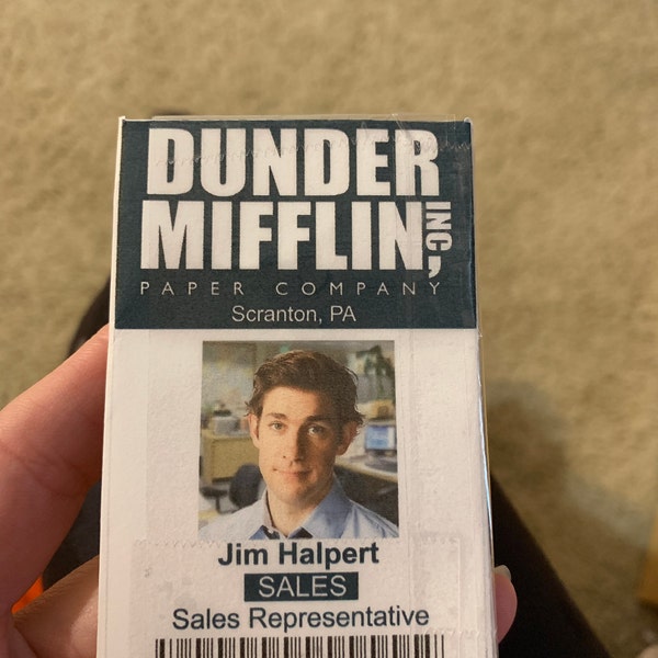 The Office, Jim Halpert, Dunder Mifflin ID Card Badge, Name Tag, for ...