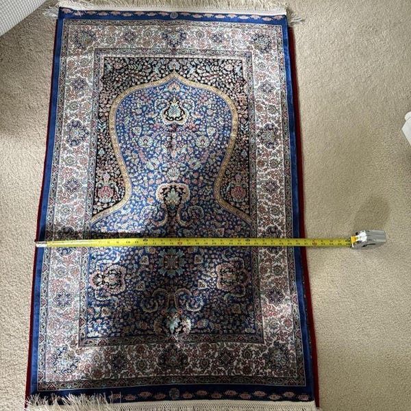 5x8 Ft Beige Red Bamboo Silk Rug, Silk Carpet, Luxury Silk Rug, Silk ...