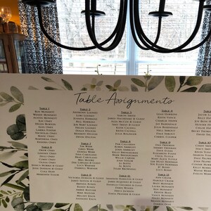Wedding Table Chart Seat Assignment Sign PRINTED NOT DIGITAL ...