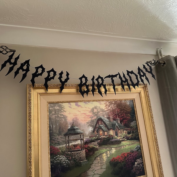 Happy Birthday Heavy Metal Banner, Metalhead Birthday Party Decor, Goth ...
