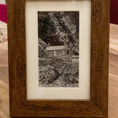 Cliff Road, Porthleven, Cornwall, Print of a Black Ink Drawing, Wall ...