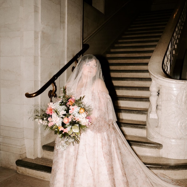 Black Wedding Veil, Black Veil, Embroidered Floral Veil, Enchanted ...