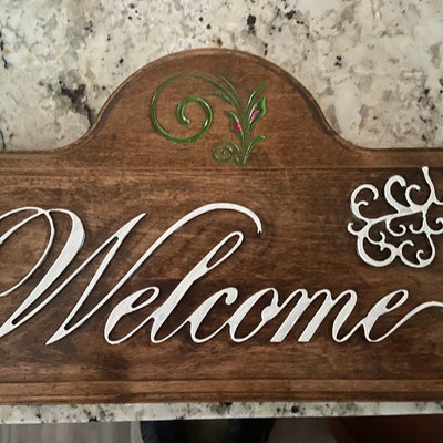 Beautiful Welcome Plaque for Home DXF SVG File for CNC Router Welcome ...