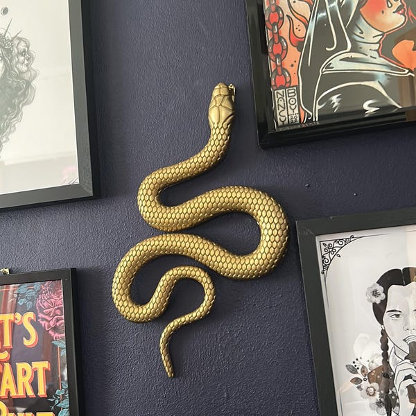 Bronze Snake Wall Hanging, Snake Wall Art, Alt Home Decor, Unusual Gift ...