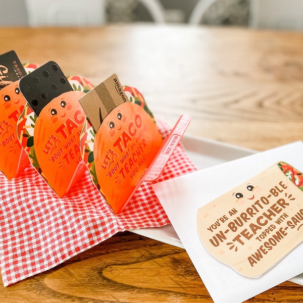 Taco and Burrito Teacher Gift Card Holder Printable, Instant Download ...