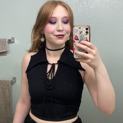 BAT CROP TOP, Bat Wing Top, Black Crop Top, Summer Shirt, Halter Tank ...