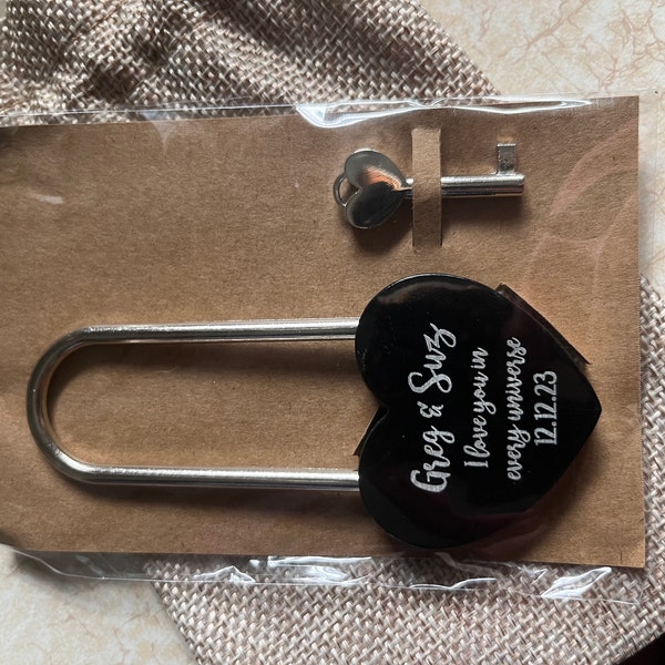 Engraved Heart Love Lock With Key - Travel Bridge Love Locks, Custom ...